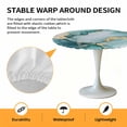 Abstract Marble Texture Round Fitted Tablecloth with Elastic Edge, Gold ...