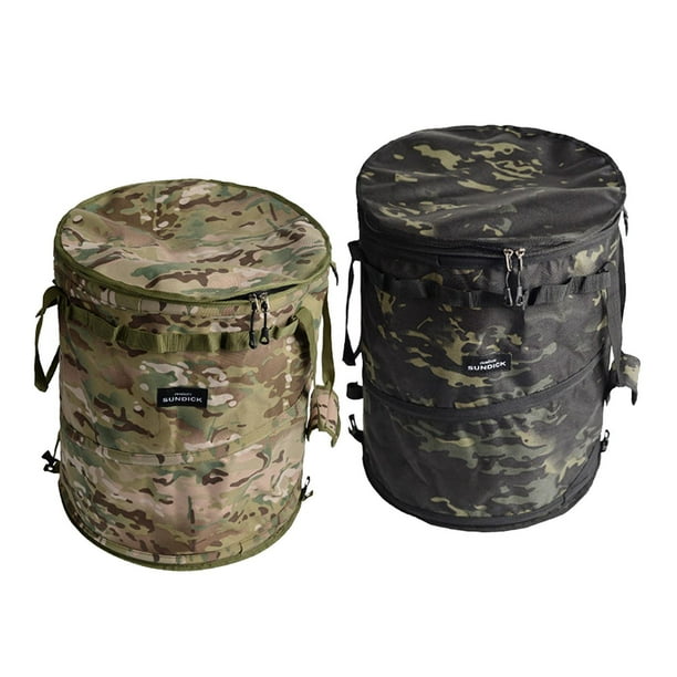 2 Pieces Camping Trash Can Foldable with Zippered Lid. with Clips ...