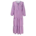 Baycosin Women Boho Maxi Dresses 2024 V Neck Long Puff Sleeve Smocked
