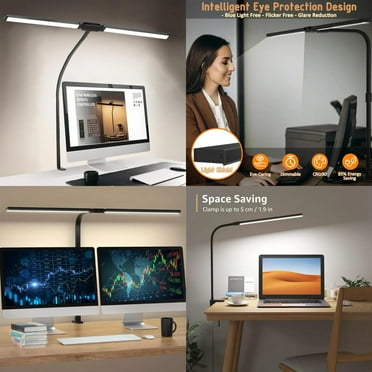Lococo LED Double Head Desk Lamp, 24W, 5 Colors, Eye Protection, Clamp ...