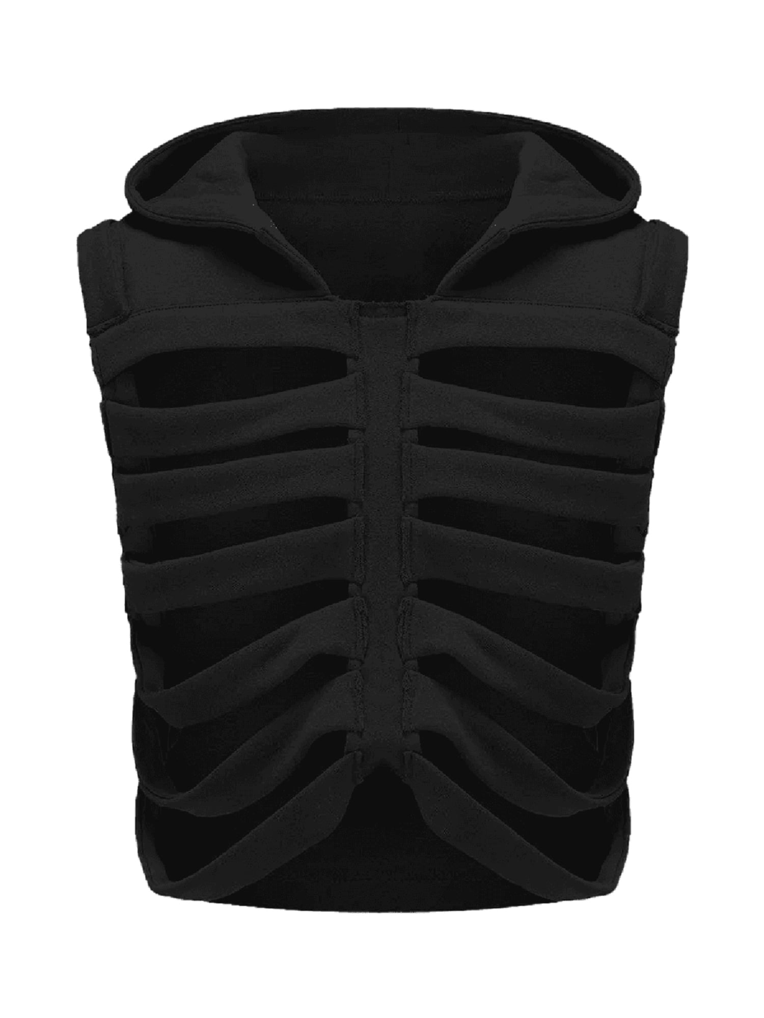Aunavey Women Gothic Punk Hoodies Vest Skeleton Cutout Crop Tops ...