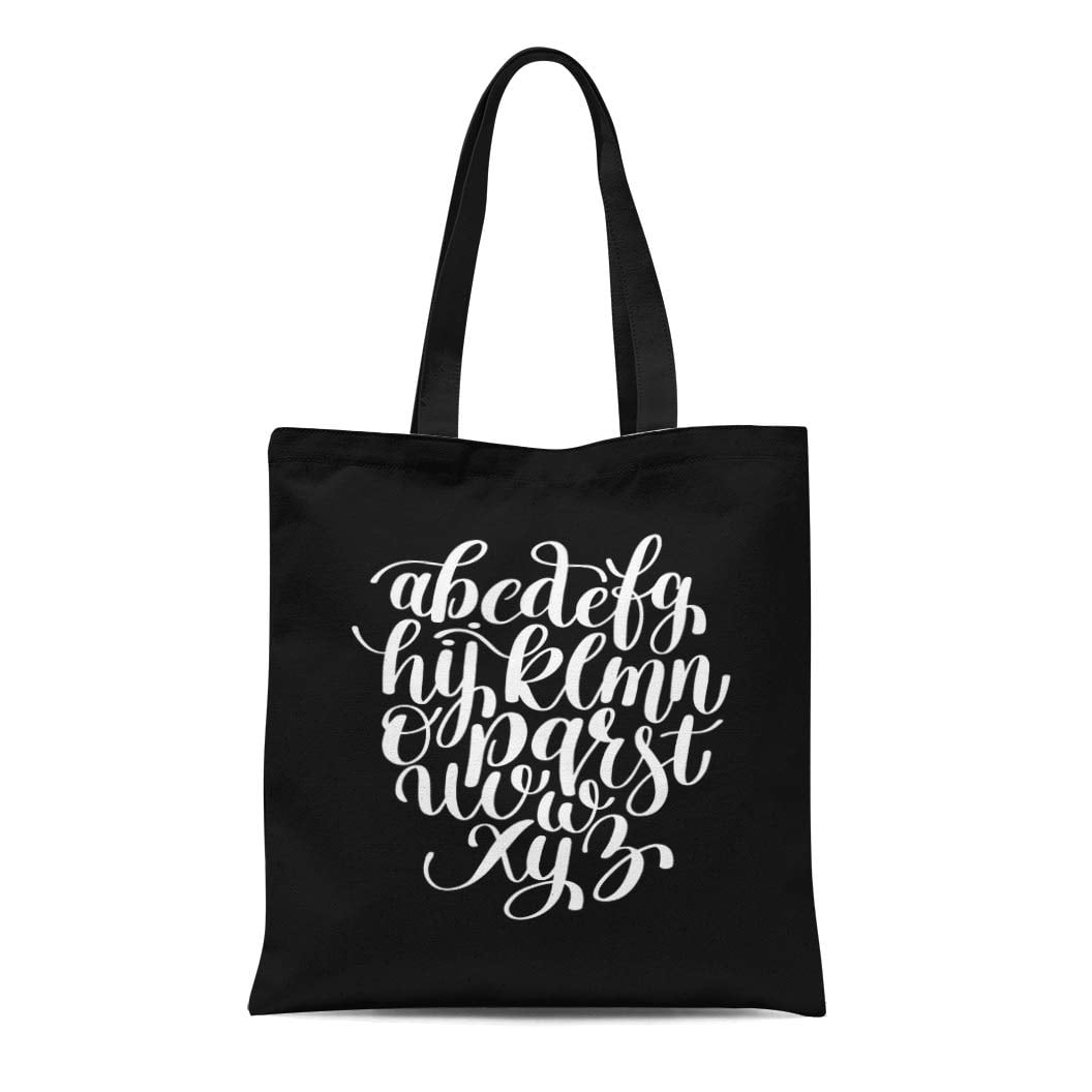 SIDONKU Canvas Bag Resuable Tote Grocery Shopping Bags Black and White ...