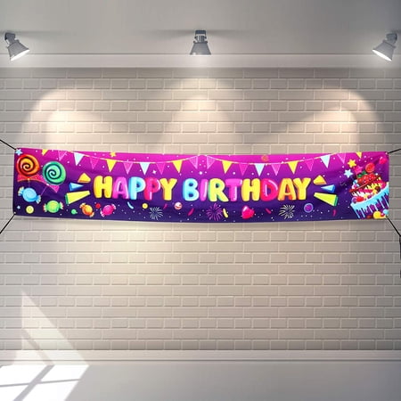 Happy Birthday Banner Large Birthday Hanging Banner Birthday Party Sign ...
