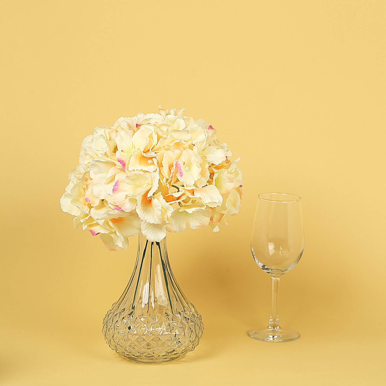 Efavormart 10 Pack | Yellow Artificial Hydrangeas Head and Wire Stems ...