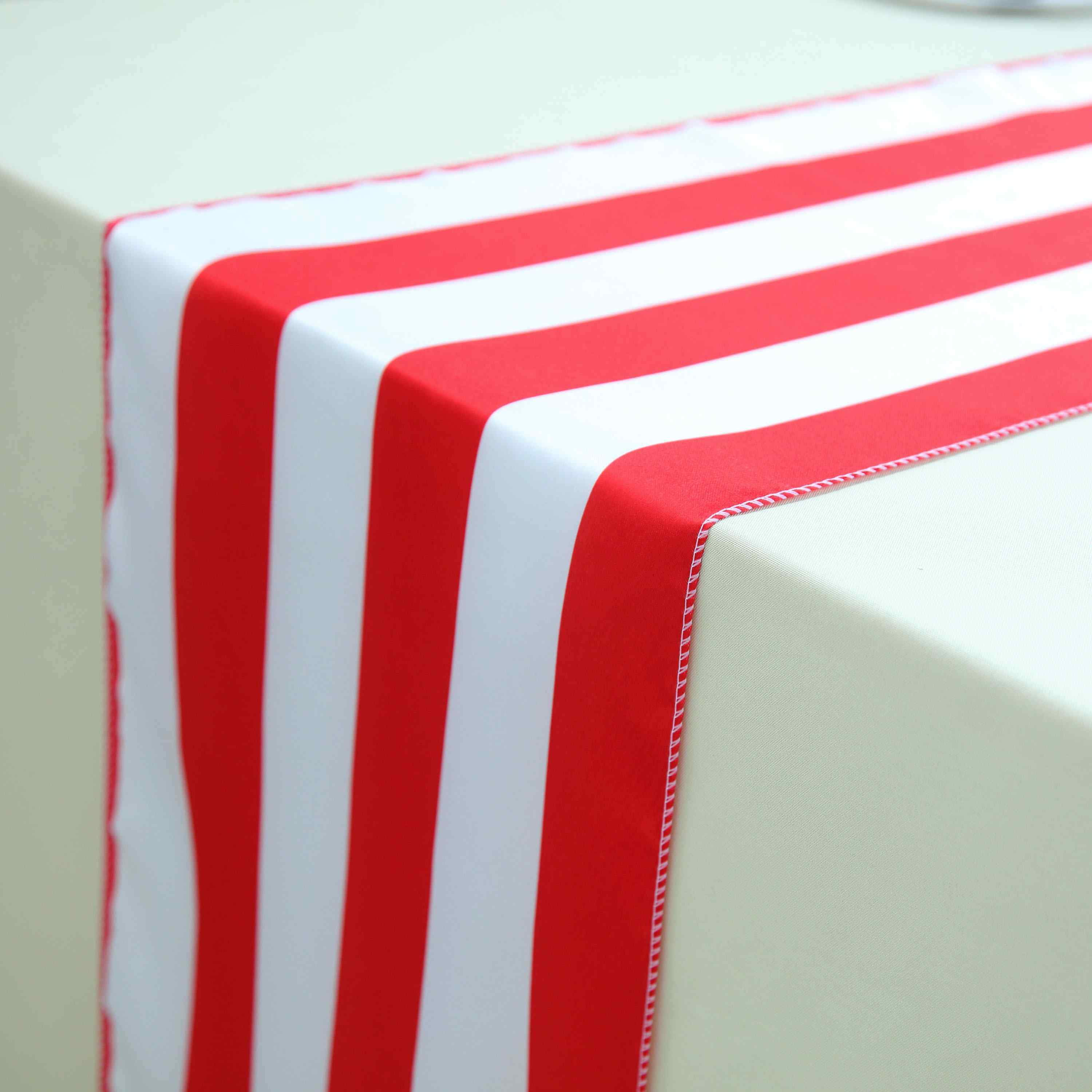 BalsaCircle 12" x 108" Red White Stripes Satin Table Top Runner Linens ...