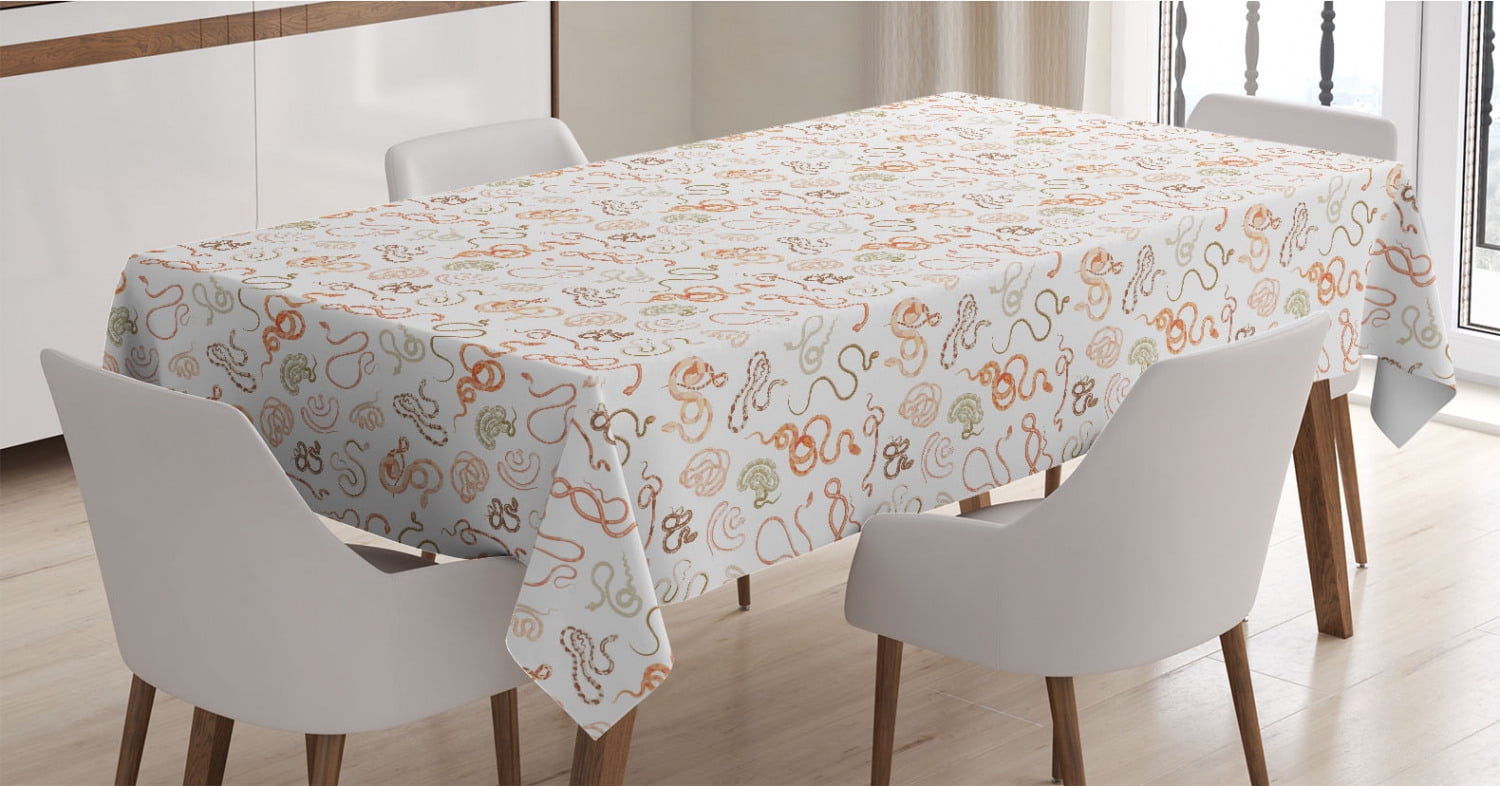 Snake Tablecloth, Pastel Toned Creatures Exotic Legless Reptiles Wild ...
