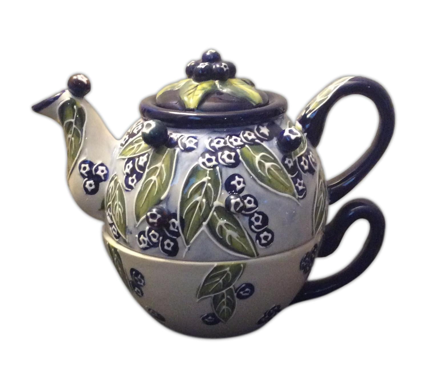 Tea-For-One BLUEBERRY Hand-Painted Ceramic Teapot, by Blue Sky Ceramics ...