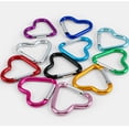 10 Pieces Stylish Heart Shaped Aluminum Carabiner Keychain Portable for ...