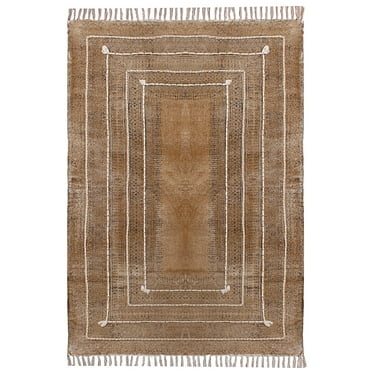 Casavani Handmade Pure Cotton Carpet Flat Weave Kilim Brown Area Rug ...