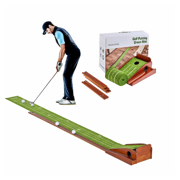Costway Portable Indoor Golf Putting Mat with Automatic Ball Return ...