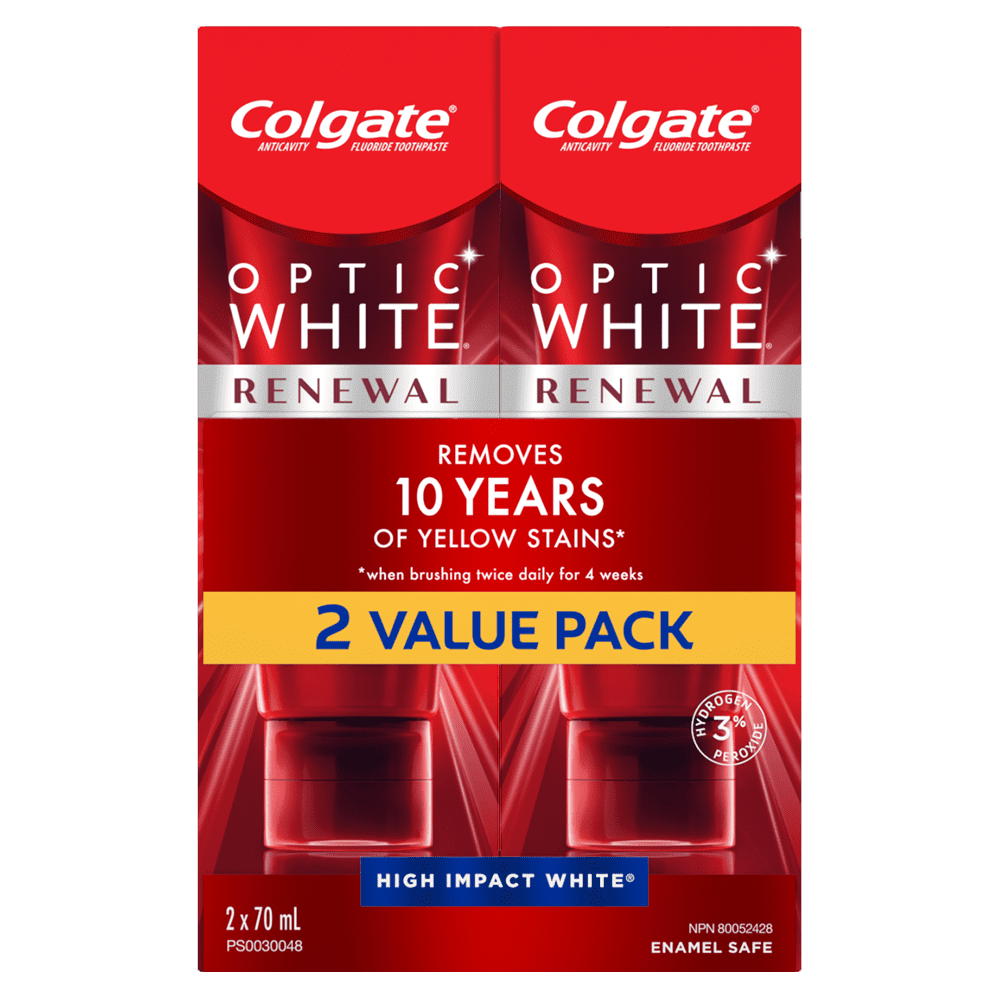 Colgate Optic White Renewal Toothpaste with 3% Hydrogen Peroxide, Value ...