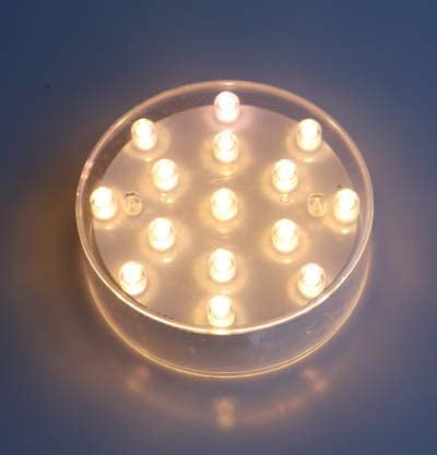 4 Inch Acrylic Round LED Plate Light,15 LEDs Vase Base Light for Table ...