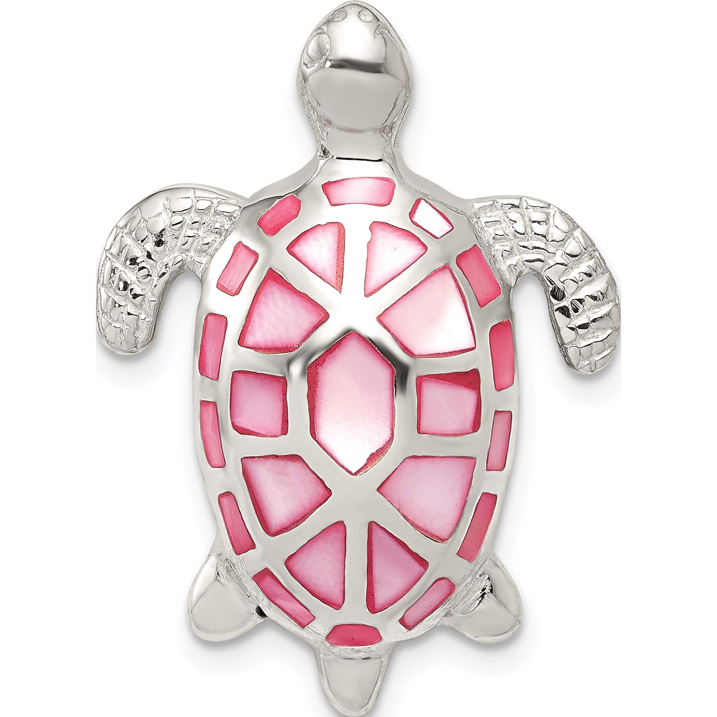 Sterling Silver Pink Mother Of Pearl Turtle Slide (33 X 22) Made In ...