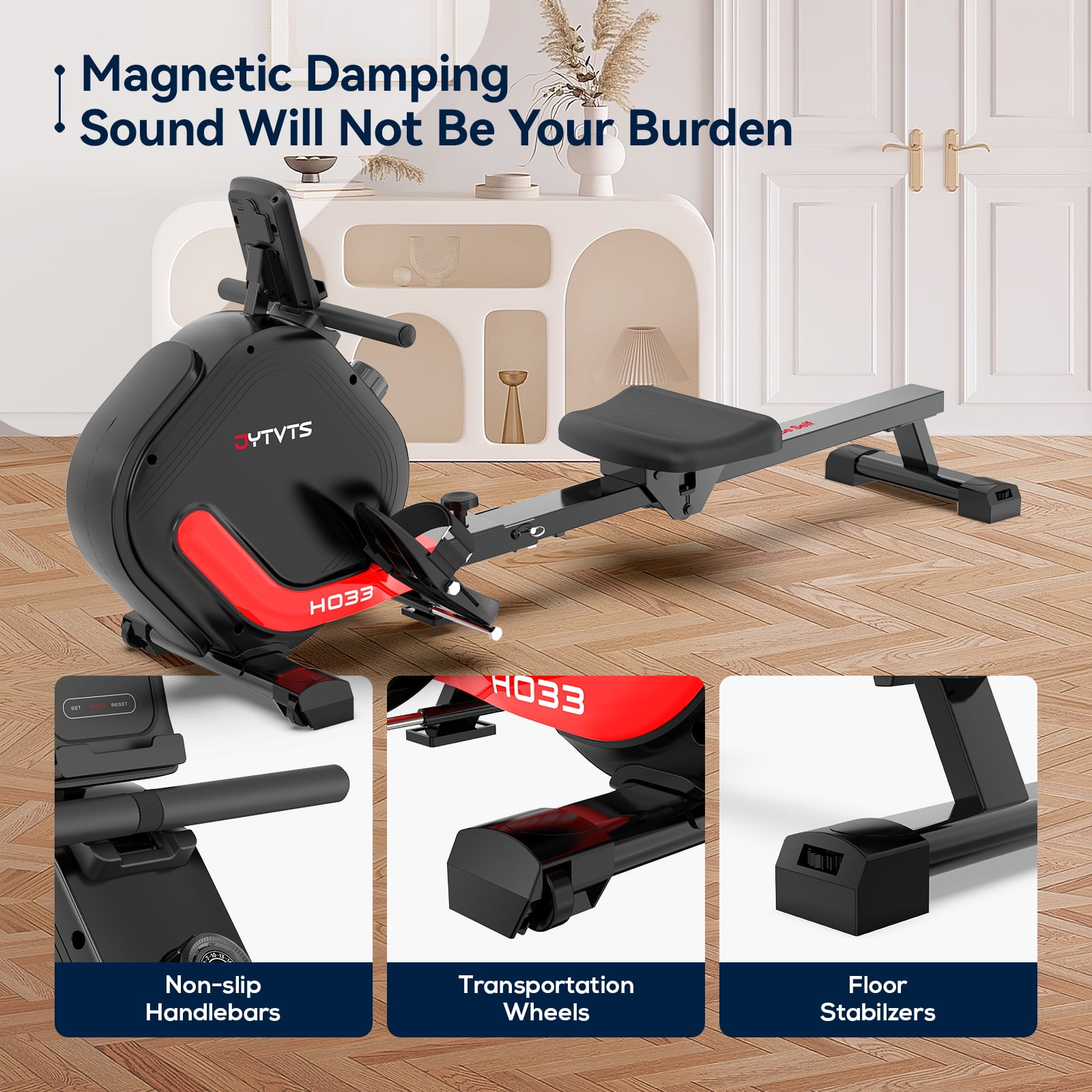 Buy Pooboo Row Machine Adjustable Magnetic Resistance Rowing Machine ...