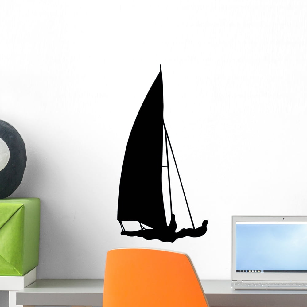 Black and White Sailboat Wall Decal Sticker, Wallmonkeys Peel & Stick ...