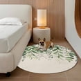Green Leaves Round Area Rugs Collection 3', Summer Botanical Non Slip ...