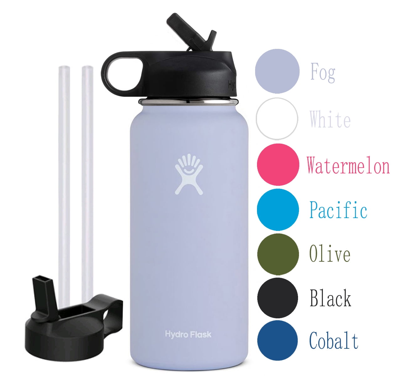 Hydro Flask Wide Mouth Water Bottle Stainless Steel, Straw Lid - 32Oz ...