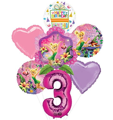 Tinkerbell 3rd Birthday Party Supplies and Balloon Bouquet Decorations ...
