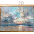 Blue Gray Coastal Small Cabinet Curtains 10"W x 11"L, Oil Painting ...