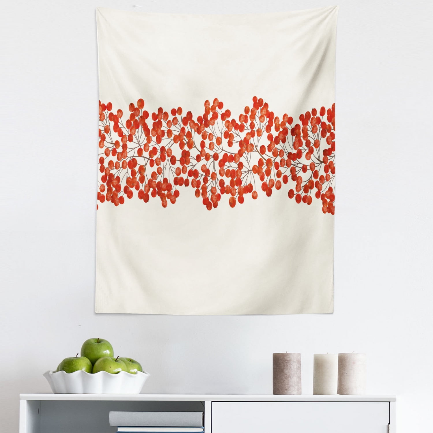 Rowan Tapestry, Border with Wild Red Mountain Ashes on Twigs Hand ...