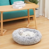 Bedfolks Calming Donut Dog Cat Cuddler Bed, 23" Round Plush Pet Bed for ...