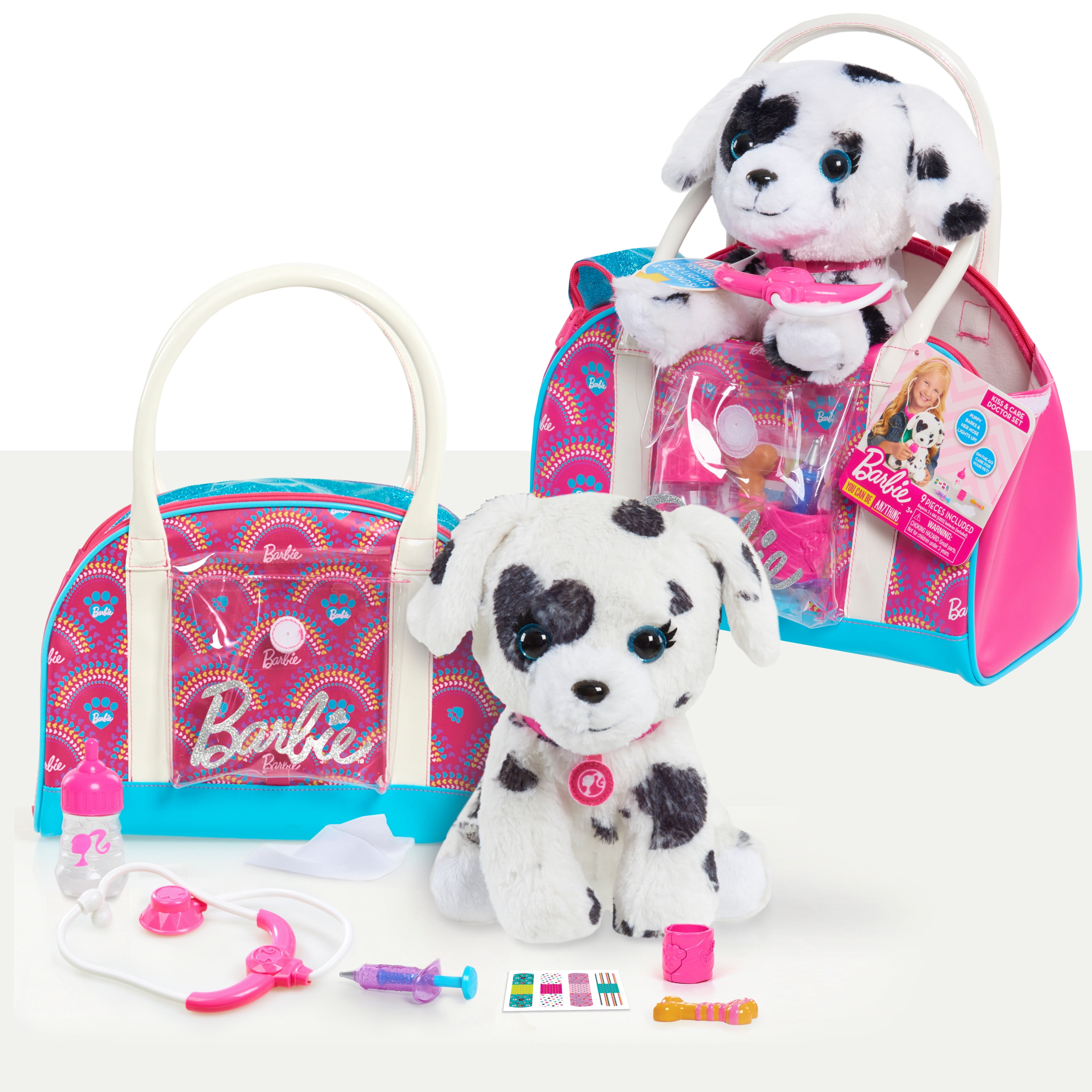 Barbie Hug & Kiss Pet 9-Piece Doctor Set with Dalmatian Puppy, Kids ...