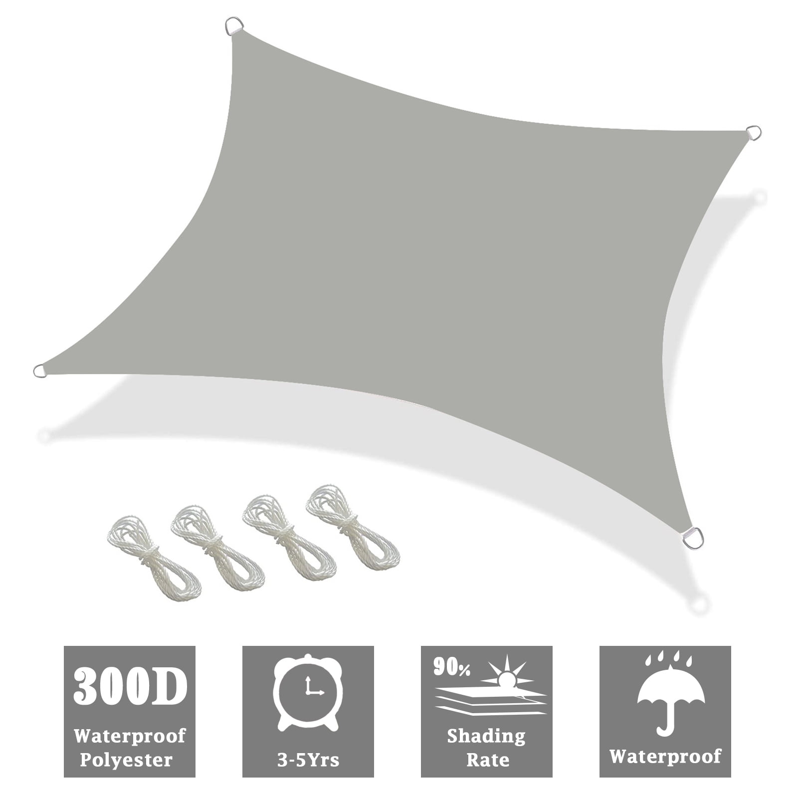 CJC Waterproof Sun Shade Sail Canopy 6.5' x 10' Rectangle Solid Sun ...