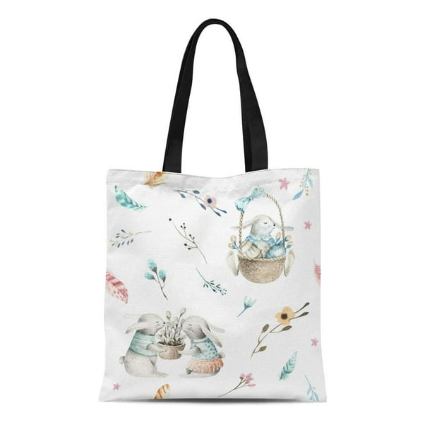 HATIART Canvas Bag Resuable Tote Grocery Shopping Bags Cute Baby Rabbit ...
