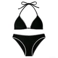 XIAOCHA Women's Triangle Bikini Set Contrast Trim Halter Tie Two Piece ...