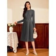 Dark Grey Vintage Elegant Womens Midi Dress With Pleated Skirt And ...