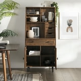 Walker Edison Bromberg Storage Desk with Hutch, Dark Walnut - Walmart.com