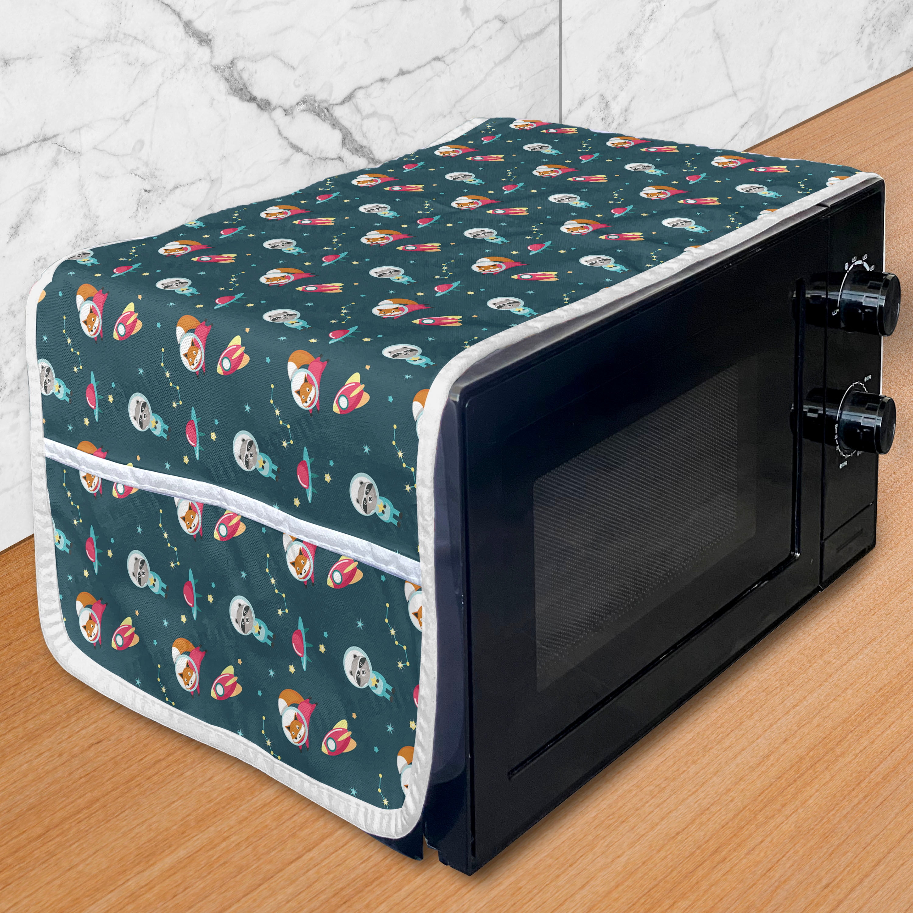 Space Microwave Oven Cover, Astronaut Raccoon Fox Hovering in Galaxy ...