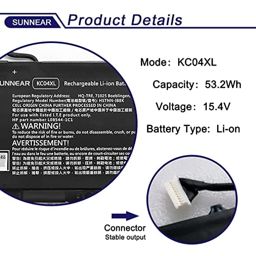 Batería SUNNEAR L08496-855 KC04XL para portátil HP Envy X360 13-AG 13M ...