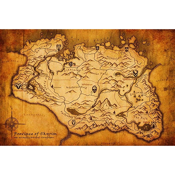 Iconic Arts Laminated 16x11 Poster: Vintage Map - Walmart.com