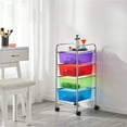 Renwick Rolling Storage Trolley Storage Cart Bin with 4 Plastic Drawers ...