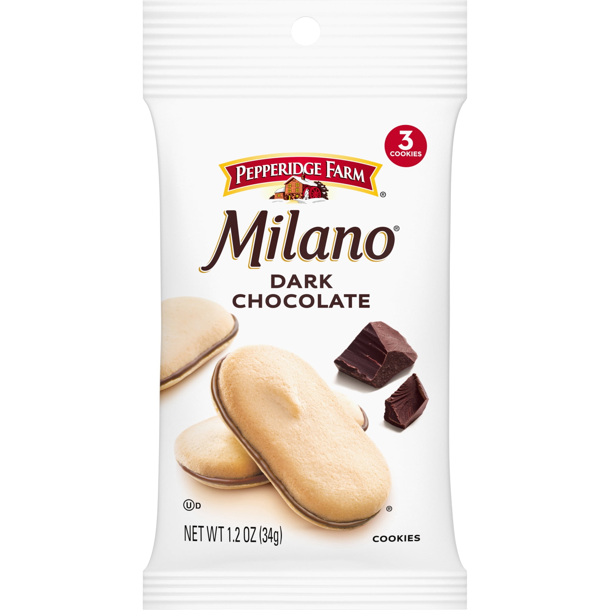 Pepperidge Farm Milano Dark Chocolate Cookies, Single-Serve Pack of 3 ...