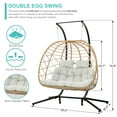 SWITTE Swing Egg Chair with Stand 2 Person Beige Wicker Egg Chairs ...