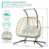 SWITTE Swing Egg Chair with Stand 2 Person Beige Wicker Egg Chairs ...