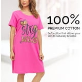 3 Pack: Womens 100% Cotton Sleep Shirt - Soft Printed Sleep Dress ...