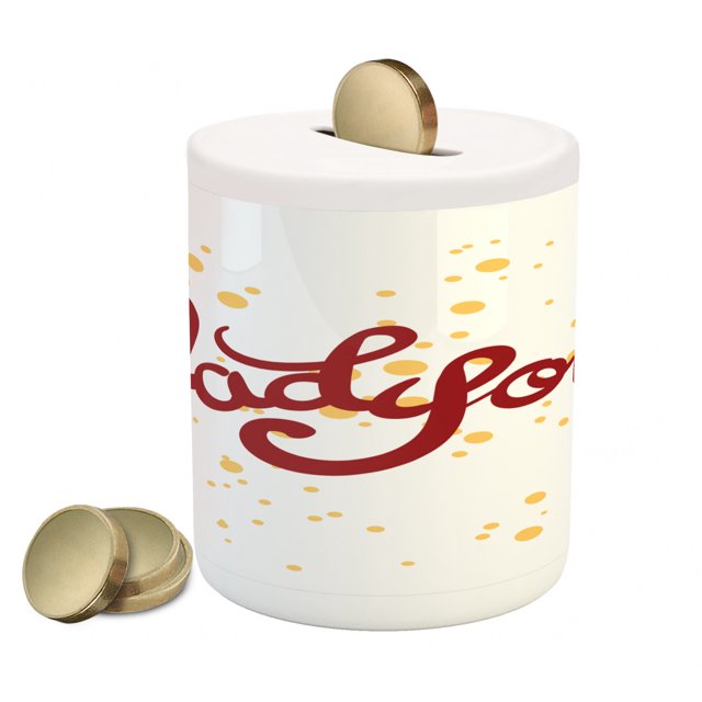 Madison Piggy Bank, Modern Calligraphy Design Hand Drawn Cursive ...