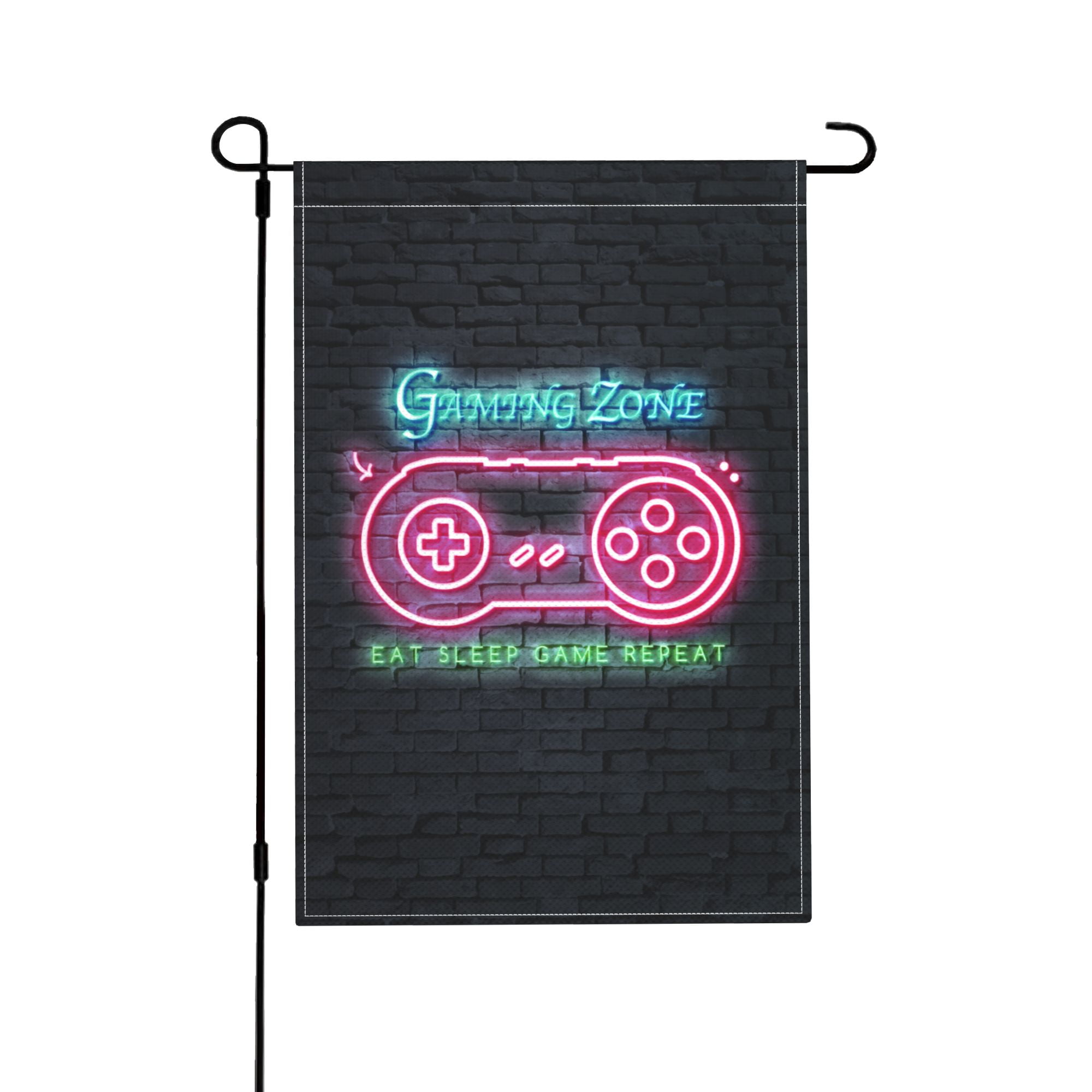 TEQUAN Cartoon Neon Cool Handle Gamer Zone Garden Flags, 18 x 12 inch ...
