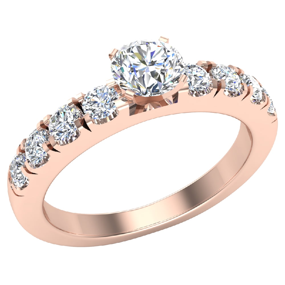 Engagement Rings For Women - Round Brilliant 18K Rose Gold 1.10 CT (G ...