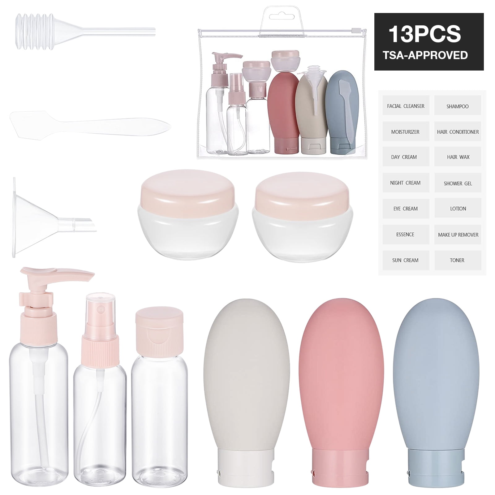 13Pcs Travel Bottles Set, Silicone Leakproof Travel Size Toiletries ...