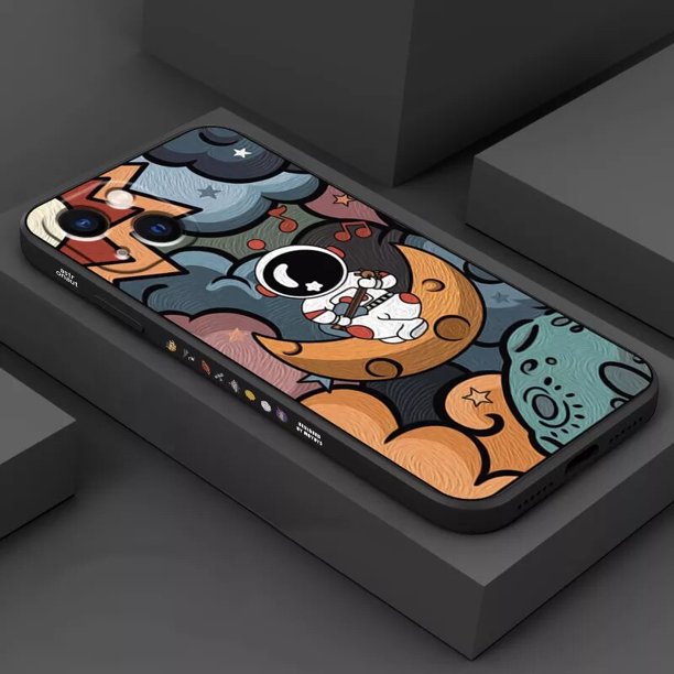 Funda de silicona cuadrada con dibujos de astronauta para iPhone ...