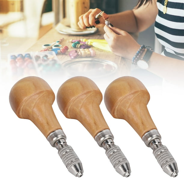 3 Set Hand Chucks Wooden Handles Pear Shape Graver Handle Pin Vise Hand ...