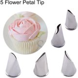 QUTETN 5 Pieces Flower Rose Piping Tips Set - Stainless Steel Piping ...