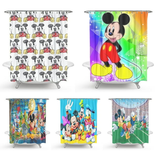 Cartoon Mickey Mouse Waterproof Shower Curtains 35x72 Inch Fashion