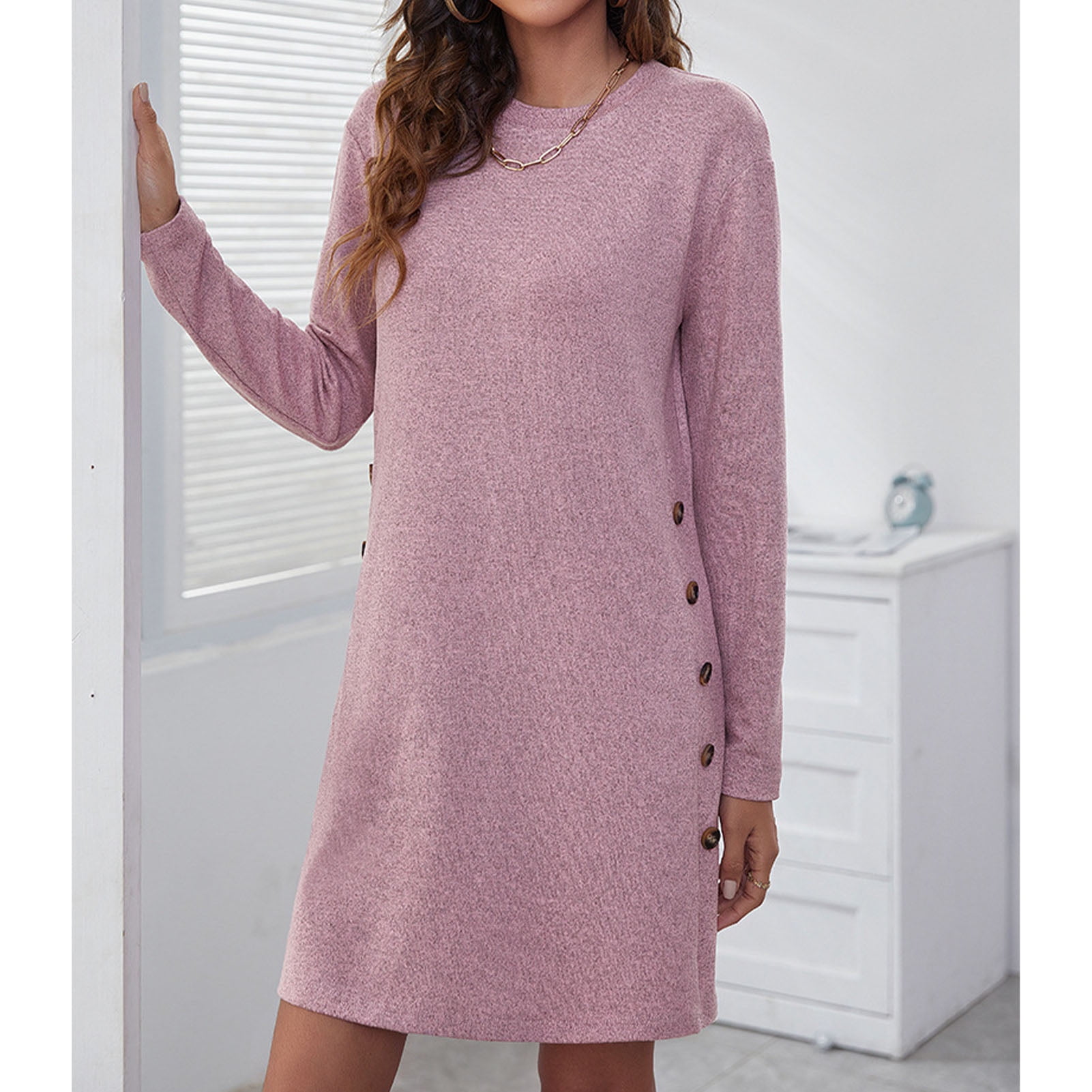 Click here for Zaqw Women Long Sleeve Dress Round Neck Long Sleev... prices