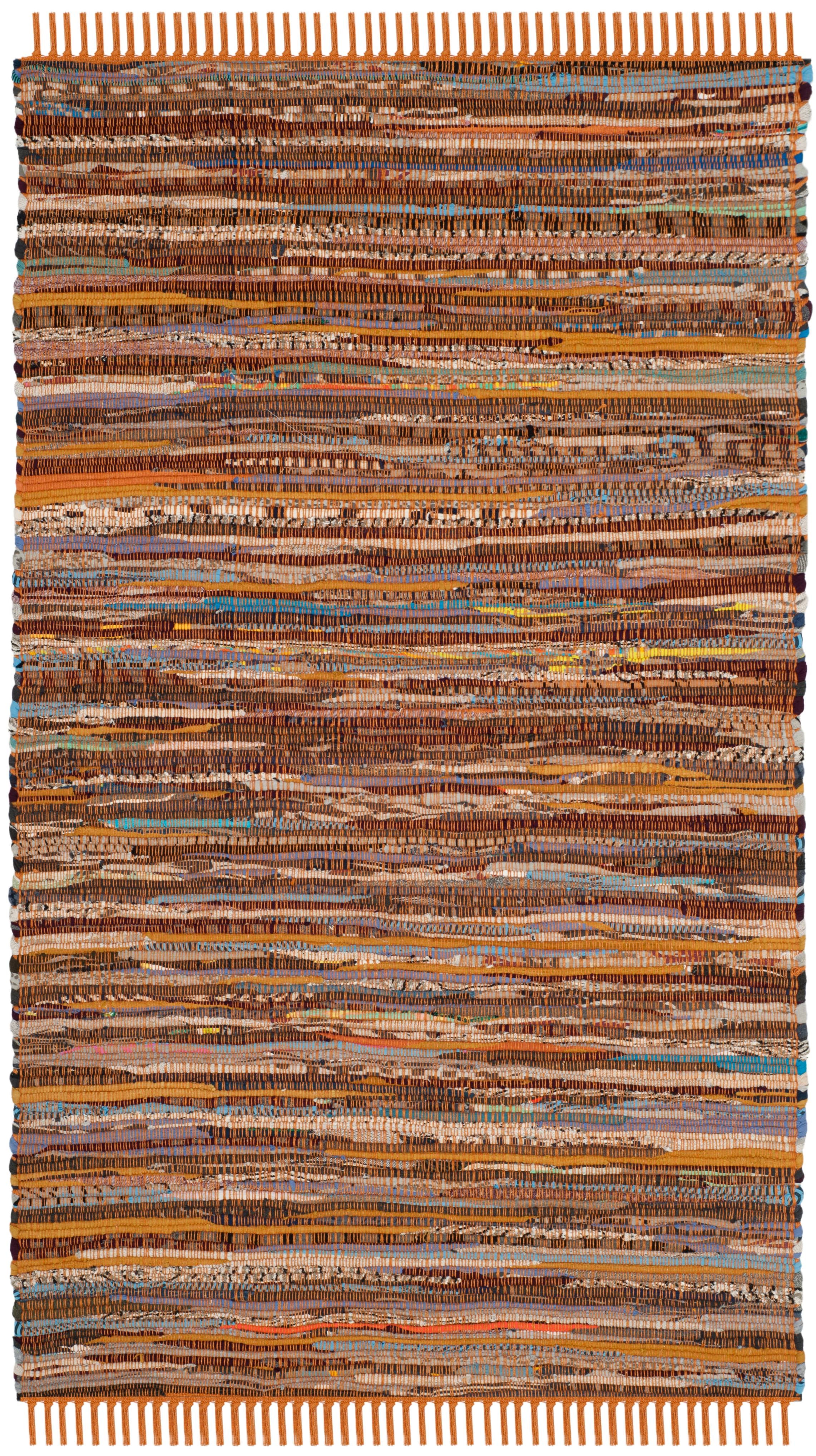 SAFAVIEH Rag Candis Striped Cotton Area Rug, Gold/Multi, 2' x 3 ...