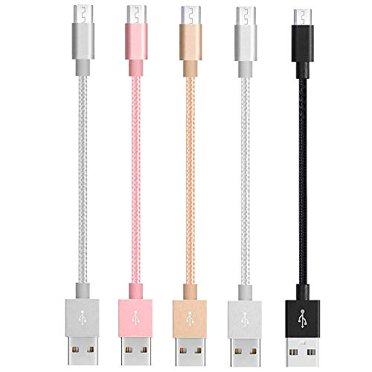 Short Micro to USB A Cable Nylon Braided 5 Pack (Black) - Walmart.com